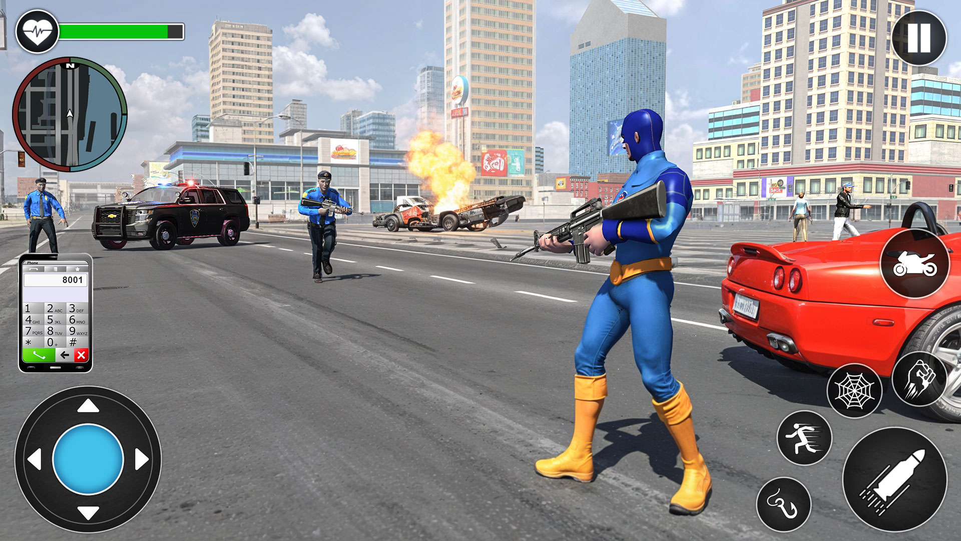 Real Flying Rope Hero Spider Fighter Game: Open World Superhero Crime ...