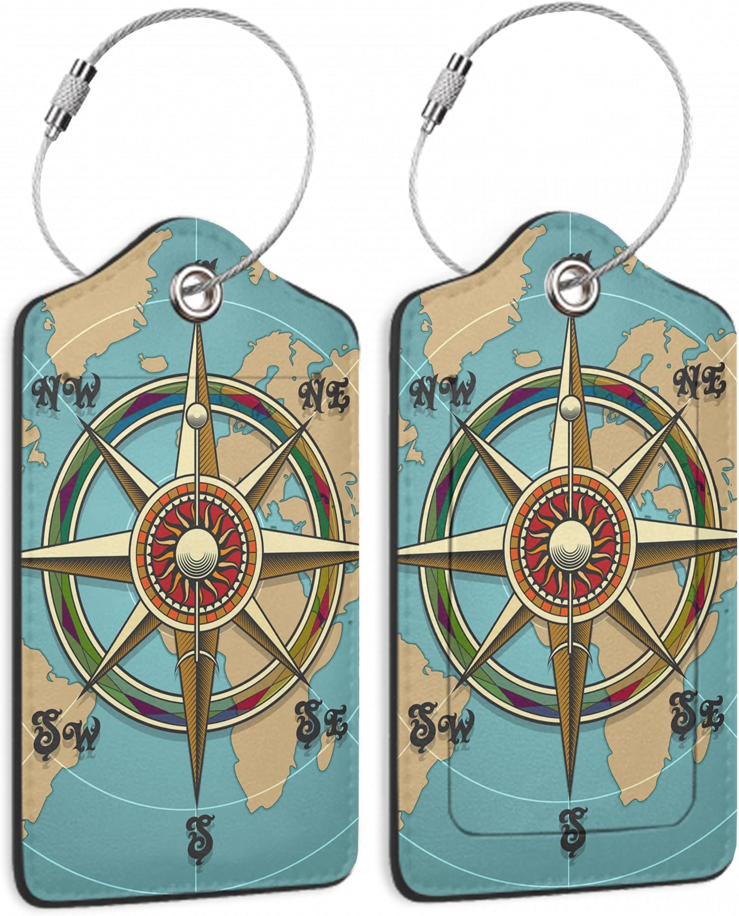 Amazon.com: Luggage Tags for Suitcase,2 Pack Nautical Compass Luggage ...