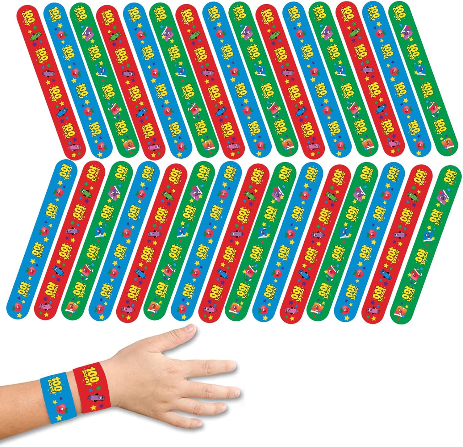 Amazon.com: Know me 100 Day of School Slap Bracelets Party Favors ...