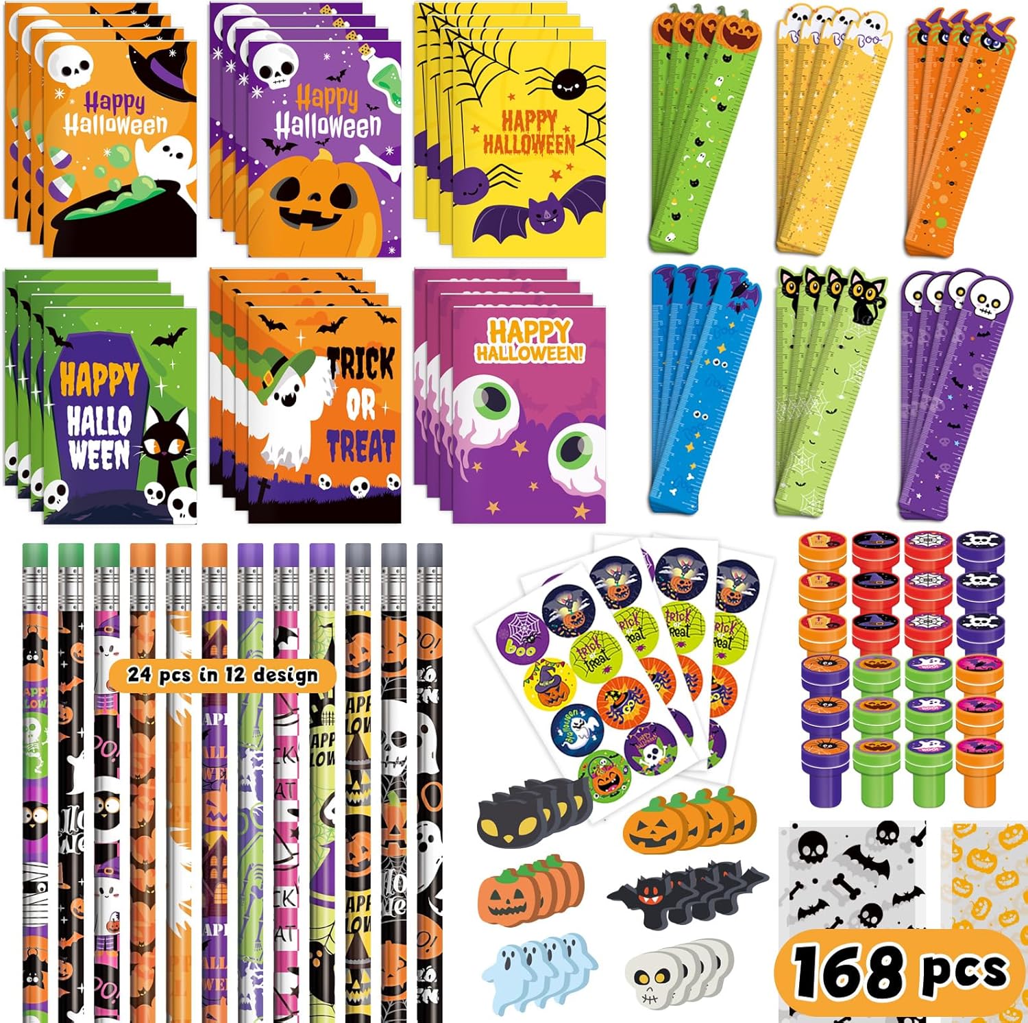 Amazon.com: BEARUN Halloween Party Favor for Kids, 168 PCS 24-Pack ...