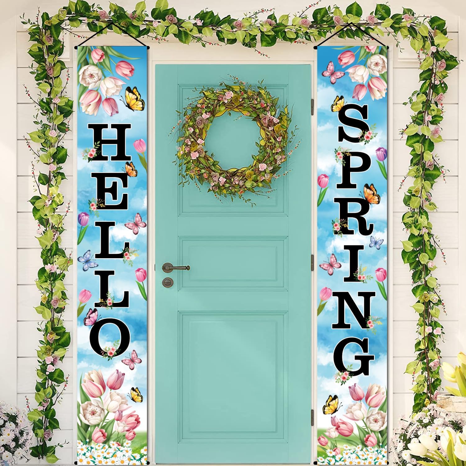 Amazon.com: Spring Party Decorations Porch Banner, 71'' x 12'' Spring ...