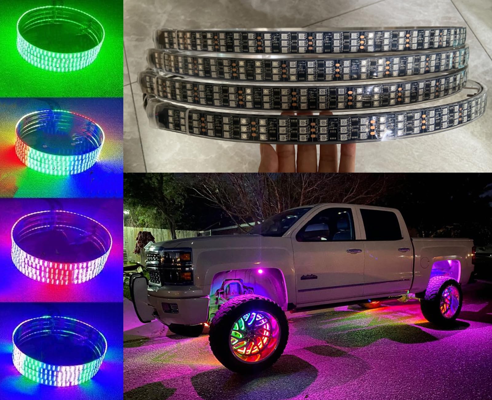 Amazon.com: Bluetooth + Remote Control Triple Row Three Rolls LEDs 4PCS ...