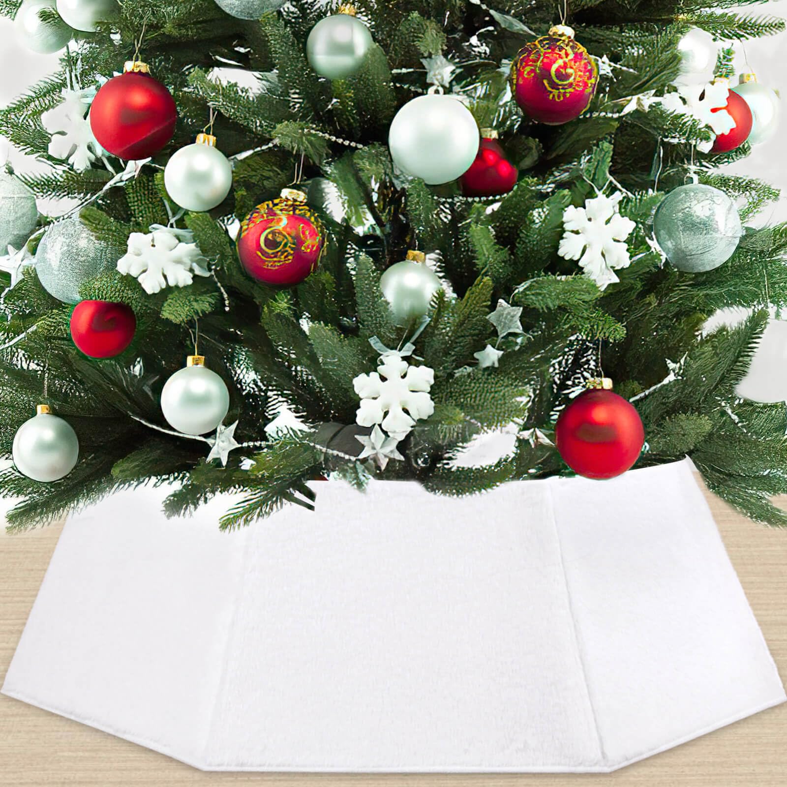 B-COOL Christmas Tree Collar 31.49 Inch White Fax Fur Tree Collar Large ...