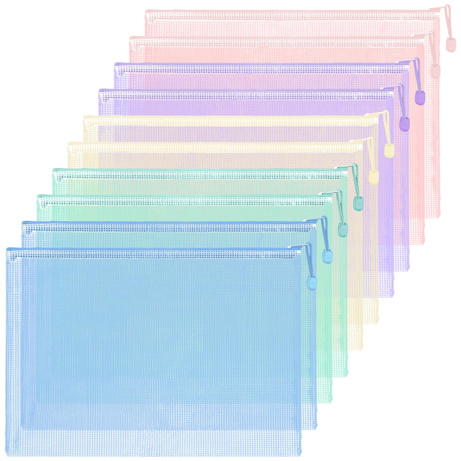 Amazon.com: YoeeJob 10 Pack A4 Zipper Mesh Pouch Bags, 5 Colors ...