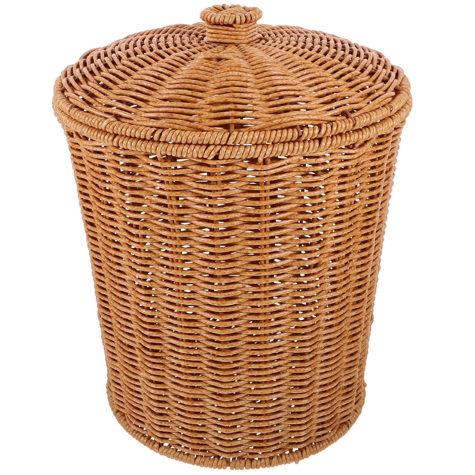 Amazon.com: LIOOBO Round Rattan Storage Basket with Lid: Rattan Basket ...