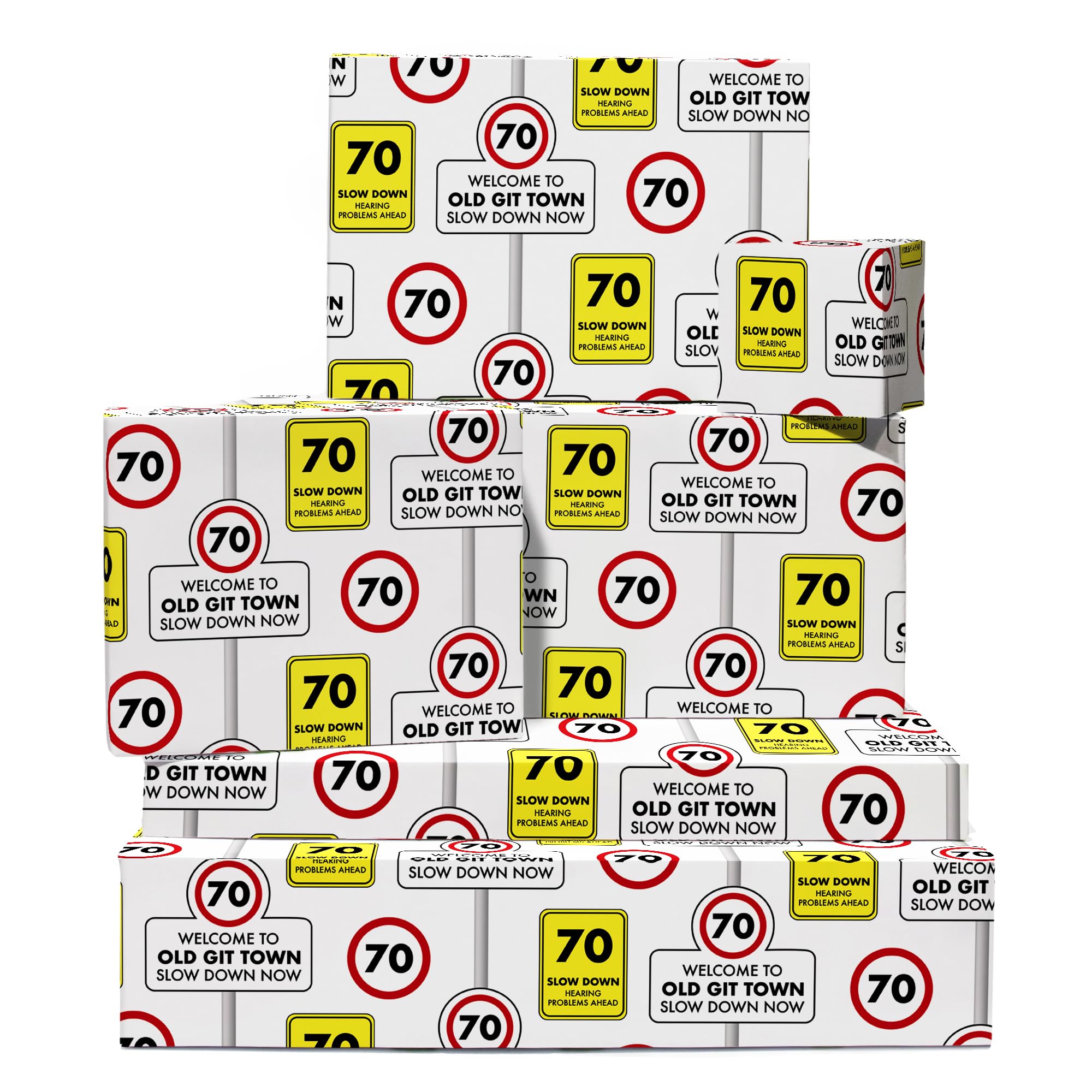 70th Birthday Wrapping Paper - Age Seventy - 70 Year Old - 6 Sheets of ...