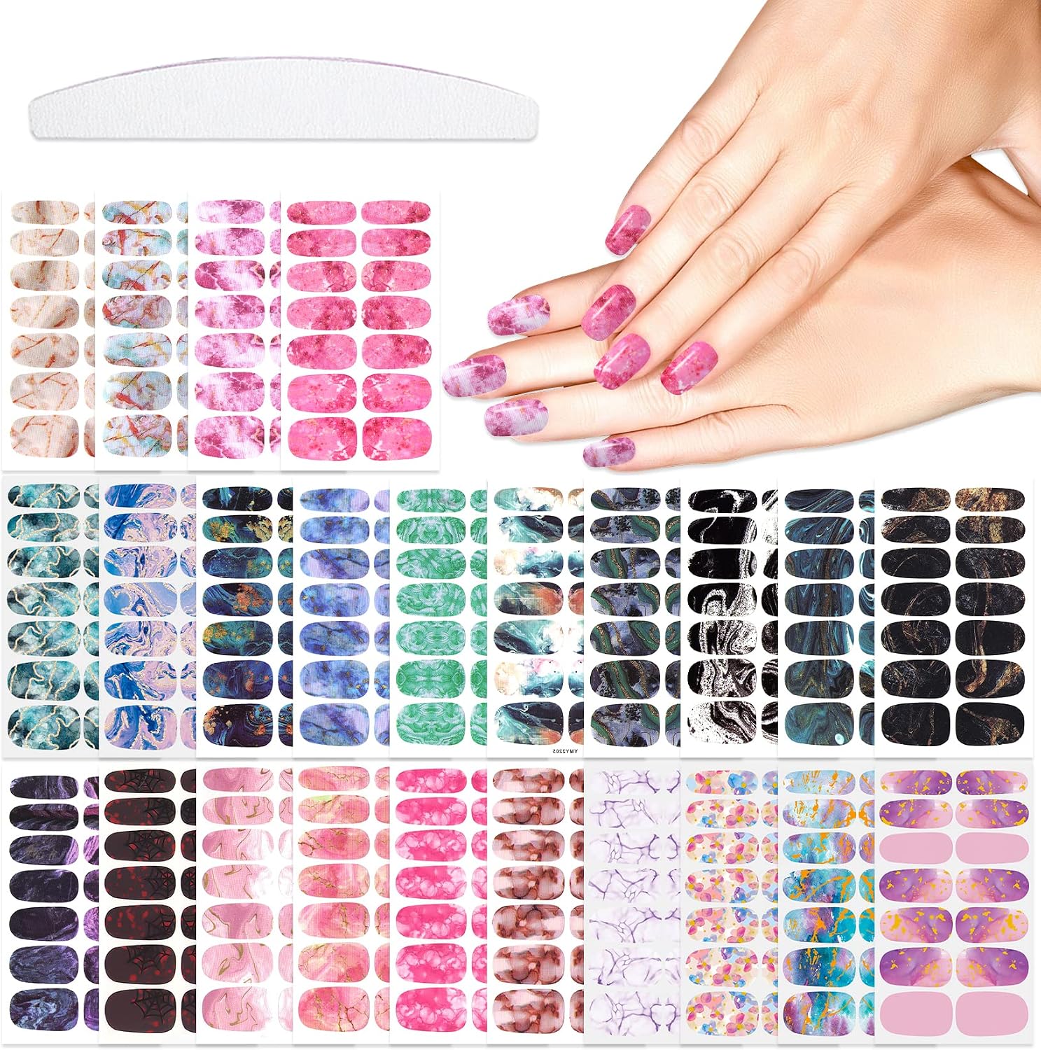 Amazon.com: YECIRALA 24 Sheets 336 Pcs Marble Nail Stickers Full Wraps ...
