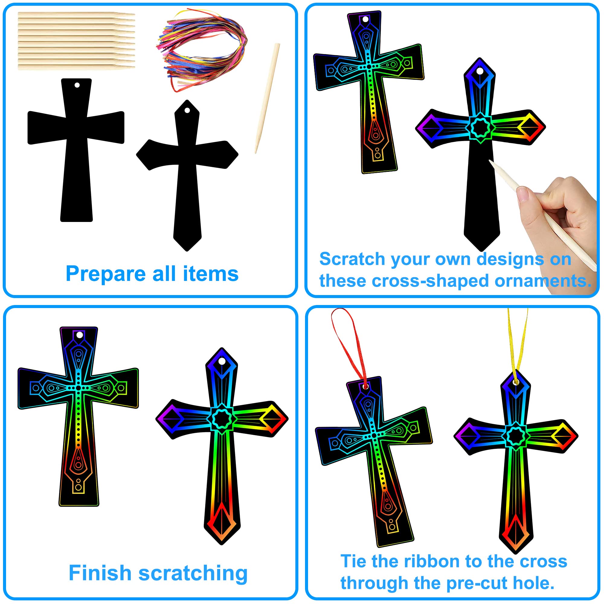 Cross Drawings With Ribbon