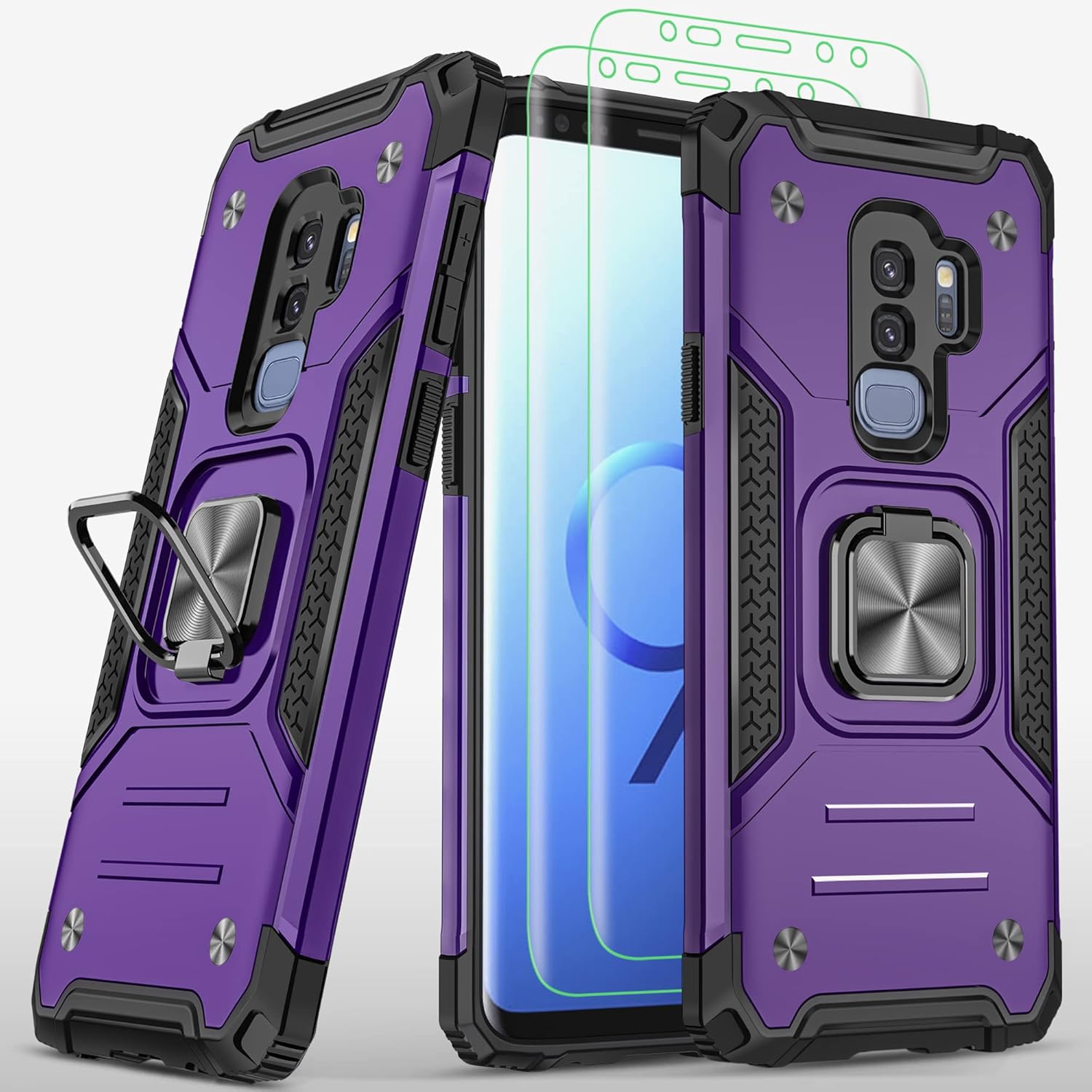 Amazon.com: AYMECL Galaxy S9 Plus Case - Self-Healing TPU Screen Protector [2 Pack], Military ...
