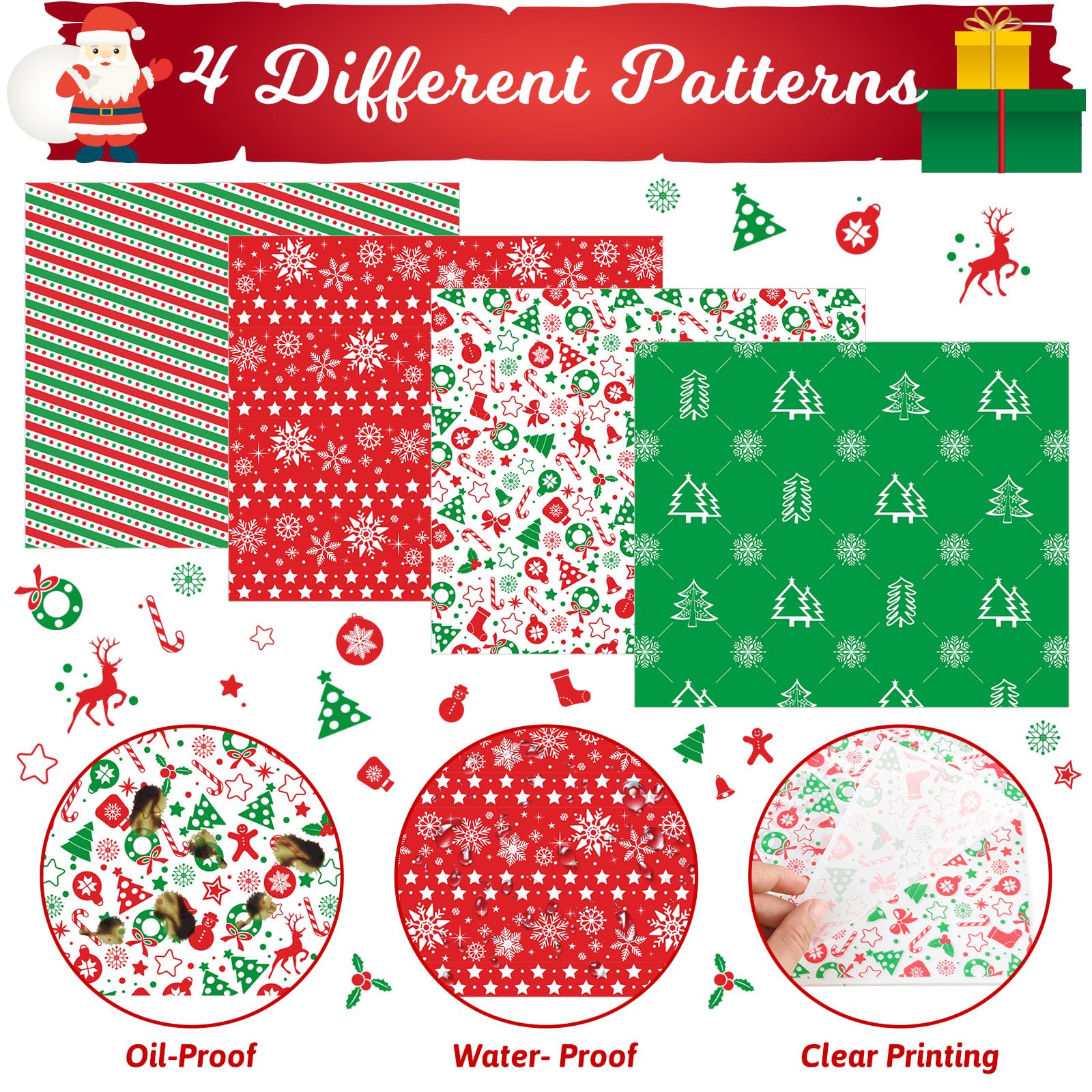 Snapklik.com : 160 Pcs Christmas Wax Paper For Food Sandwich Wrapping ...