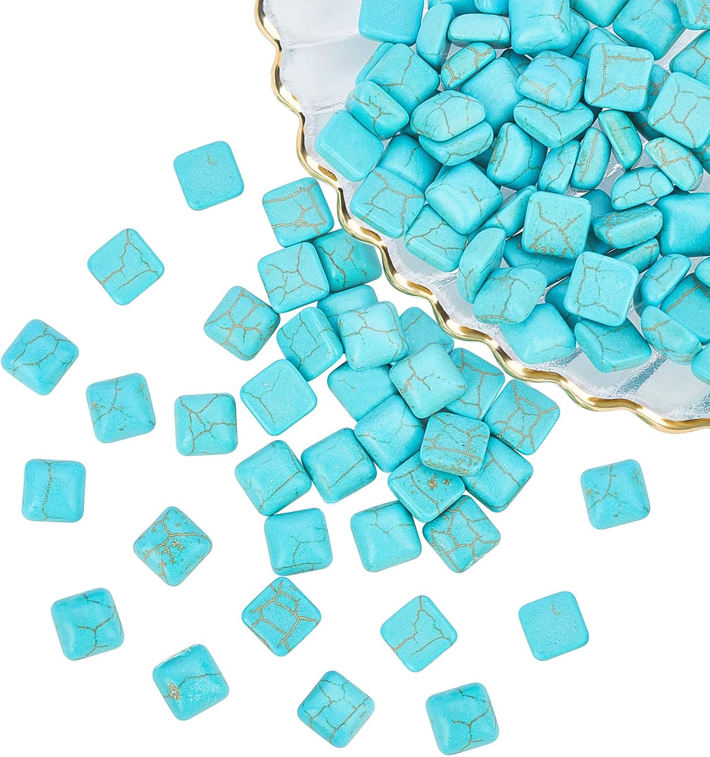 Amazon.com: arricraft 100PCS Square Synthetic Turquoise Gemstone Flat ...