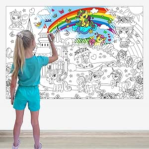 Amazon.com: Unicorn Coloring Poster with Markers - Giant Coloring ...
