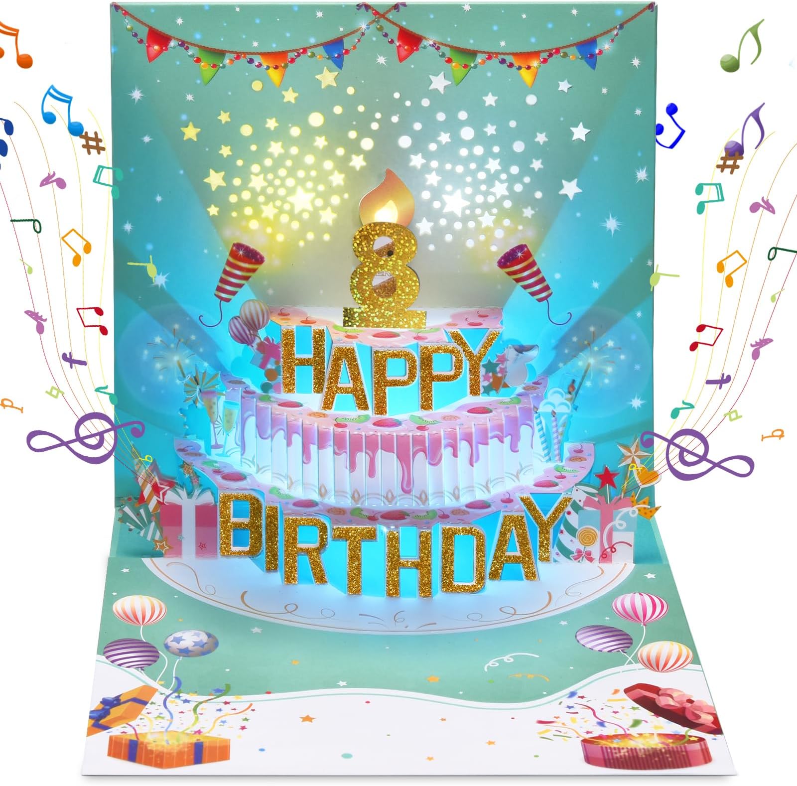 Amazon.com: POPWOW Happy 8th Birthday Pop Up Card, Mermaid, Pearl Shell ...