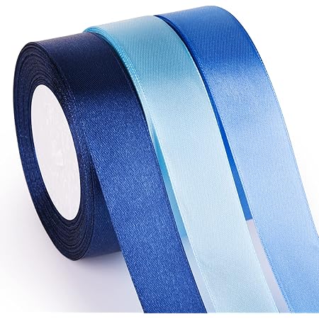 Amazon.com: ASTARON Blue Satin Ribbon for Wedding Bouquet DIY Crafts 1 ...