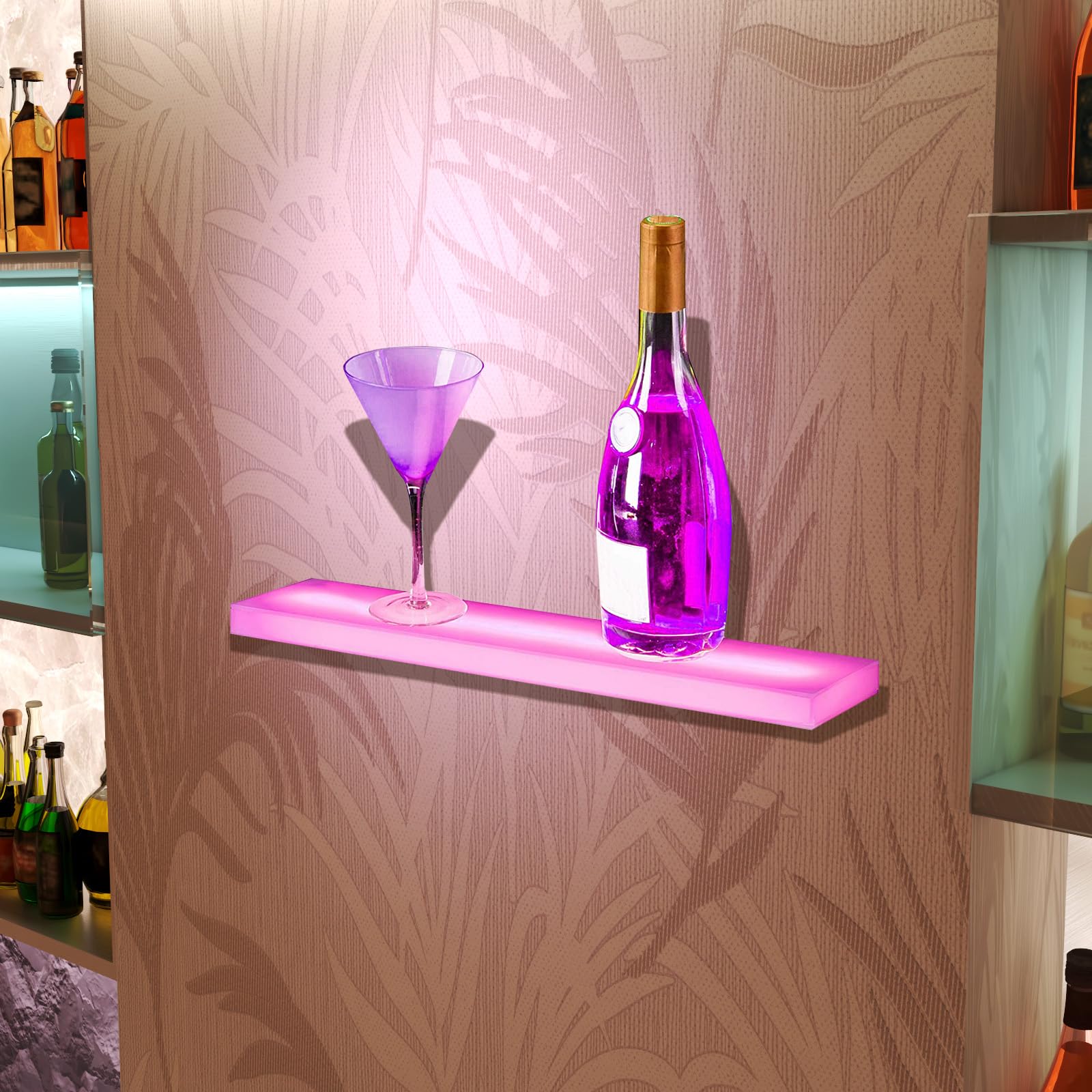 Snapklik.com : NICCOO Wall Mounted LED Lighted Liquor Bottle Glass ...