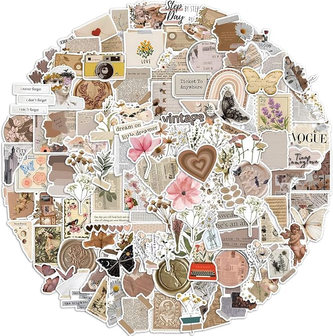 Titu Ki Baatein Mixed Aesthetic Vintage Stickers: 100 Retro Stickers ...