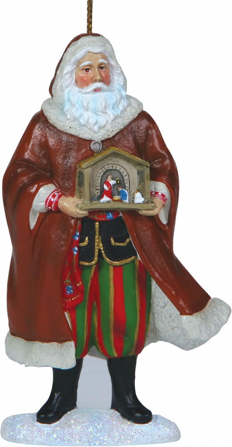 Amazon.com: "Santa in Poland" Santa Holding Nativity Ornament : Home ...