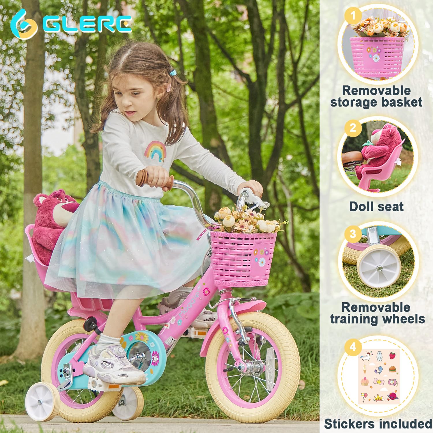 Snapklik.com : Glerc Maggie Girls Bike, 12 Inch Kids Bike For 2-4 Years ...