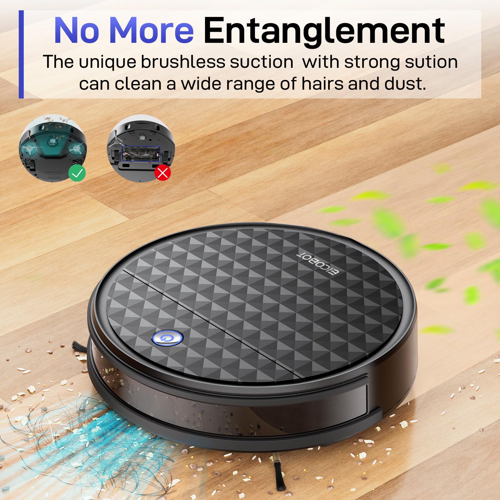 EICOBOT Robot Vacuum Cleaner with 2200Pa Suction Power, Slim, Quiet, Tangle-Free Suction, 130 ...