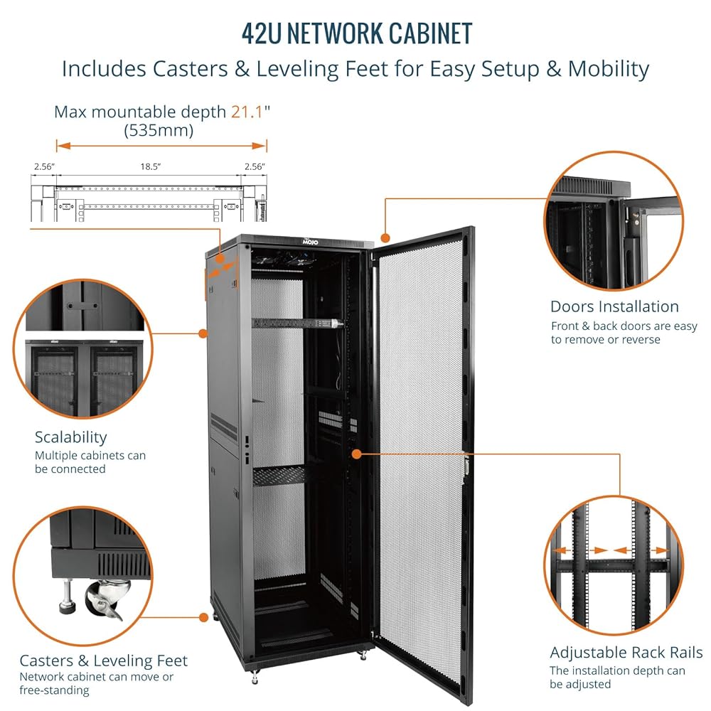 42U Server Rack Network Cabinet with PDU, Cooling Philippines | Ubuy