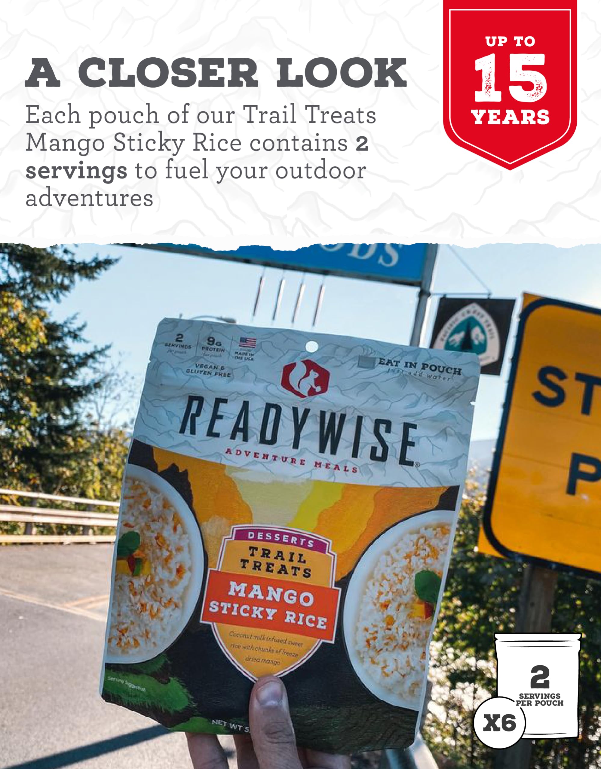 Snapklik.com : READYWISE - Outdoor Mango Sticky Rice, 12 Servings, Pack ...