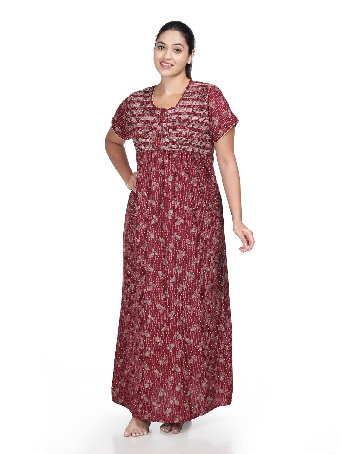 Buy 9shines Label Alpine Maxi Designer Nighty | Nightgown | Smoky ...