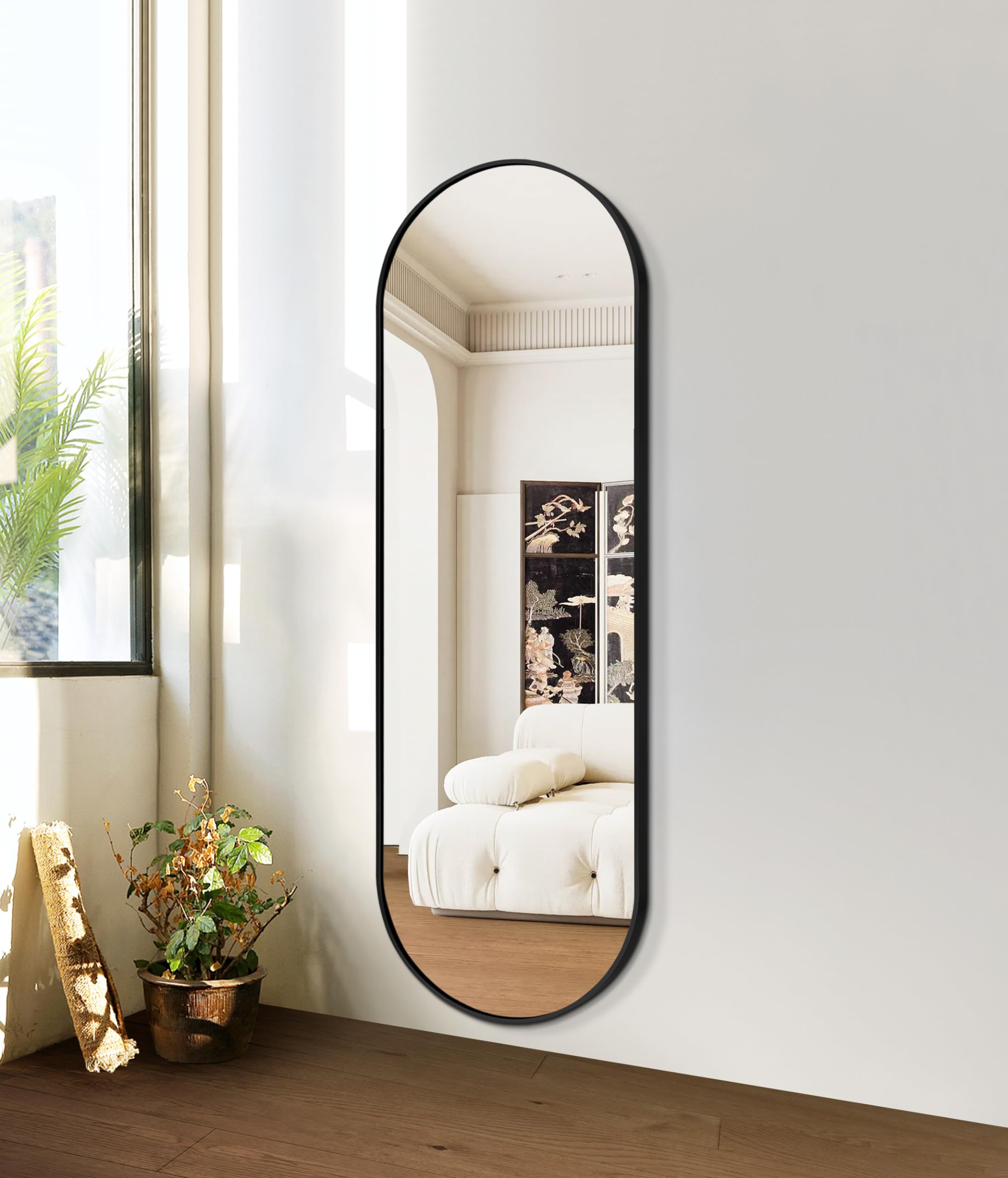 Amazon.com: Niccy 65"×22" Oval Full Length Mirror, Long Oval Mirror ...