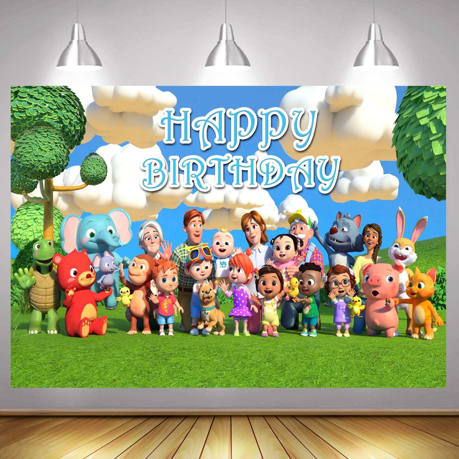 Cocomelon Family Backdrop For Happy Birthday Party Background Banner ...