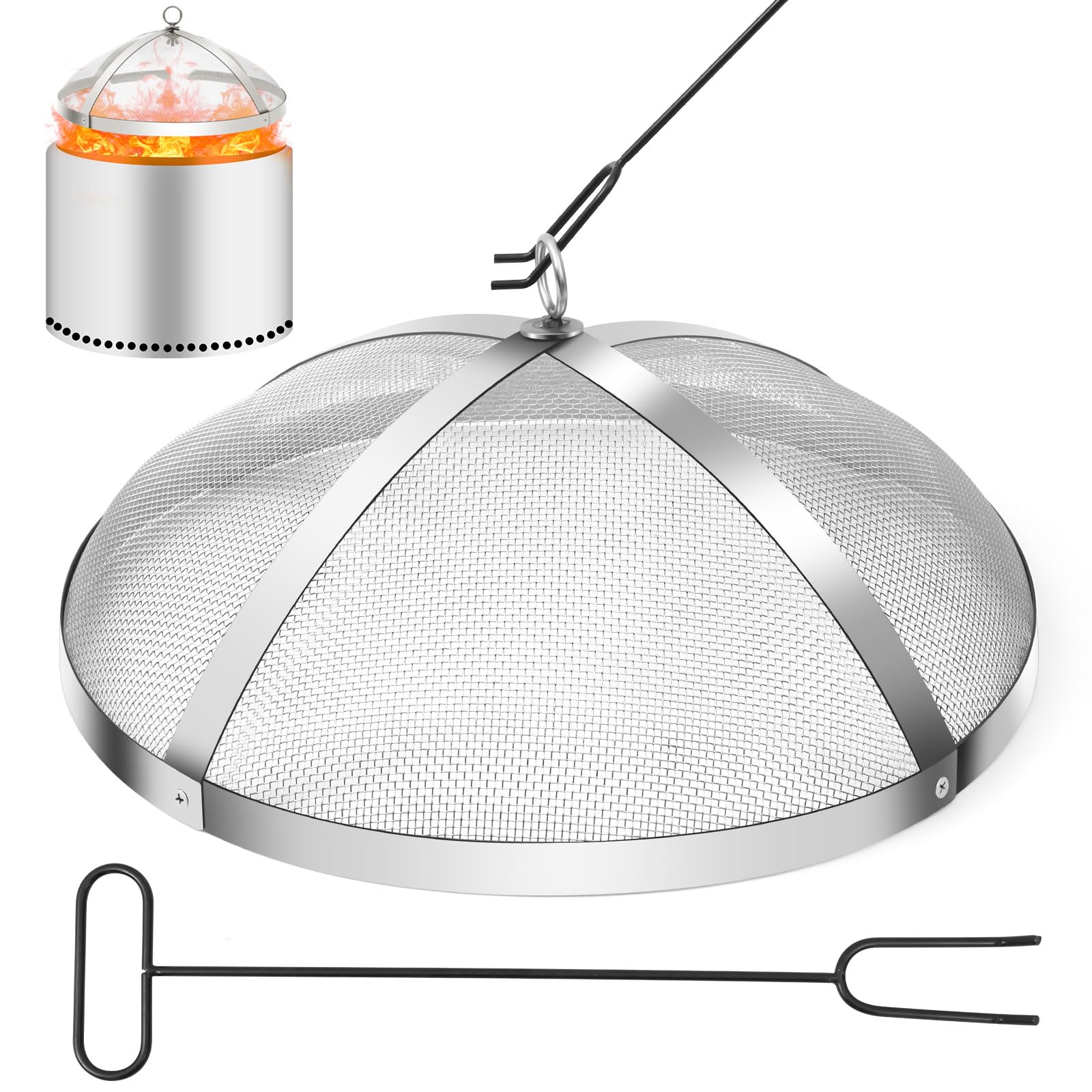 Amazon.com: Suzile 18 Inch Heavy Duty Fire Pit Spark Screen Round Mesh ...