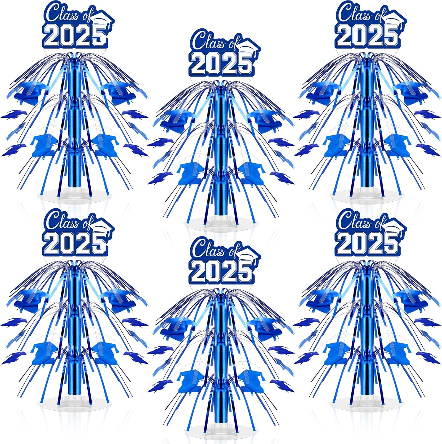 Amazon.com: Briwooody 6 Sets Blue Graduation Centerpiece with Class of ...