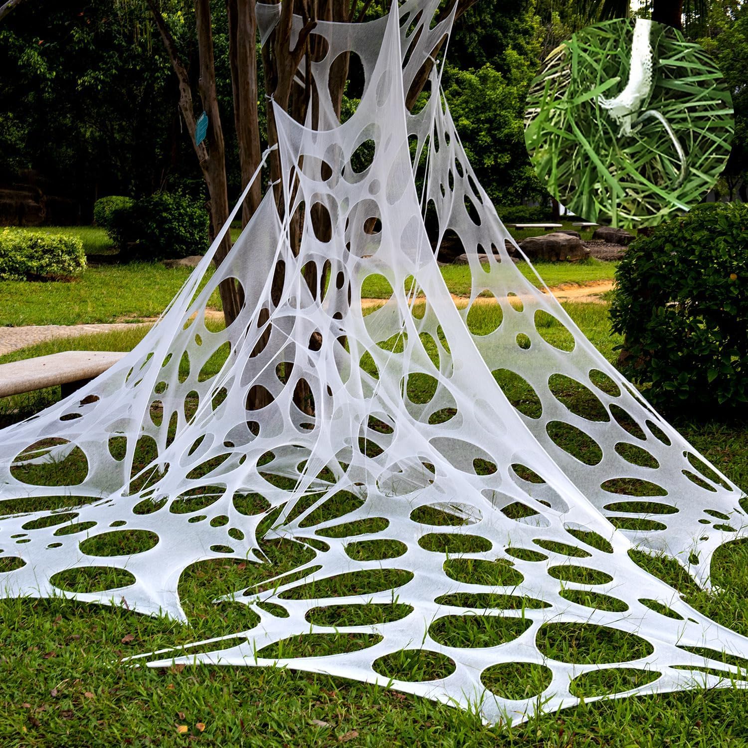 Amazon.com: 800 Sqft （Streched with Holes）Giant Spider Web Halloween Decorations Outdoor with 10 ...