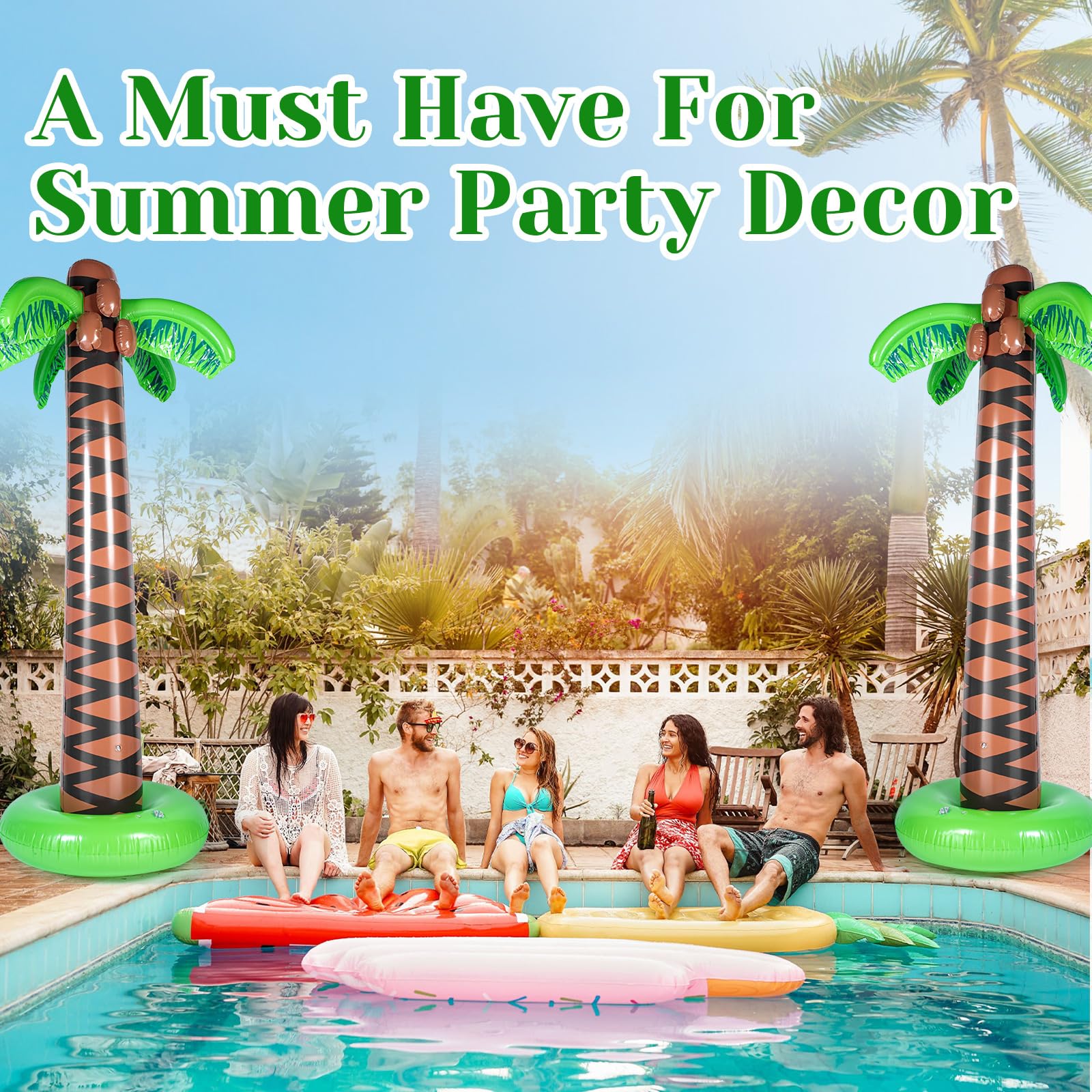 Snapklik.com : 2 Pack 102 Inch Giant Inflatable Palm Tree Blow Up Palm ...