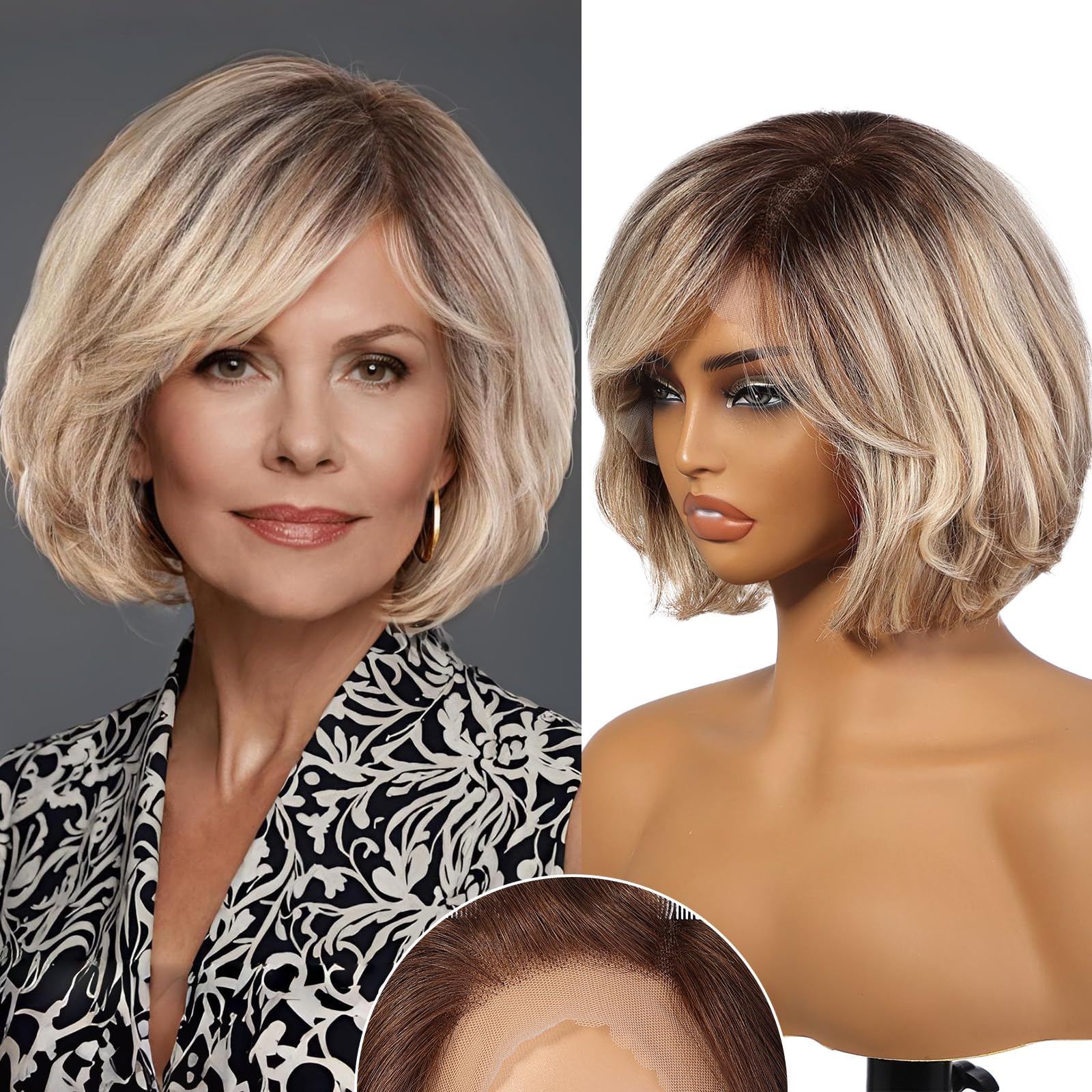 Amazon.com : BLONDE UNICORN Ash Blonde Human Hair Wigs for Women,HD ...