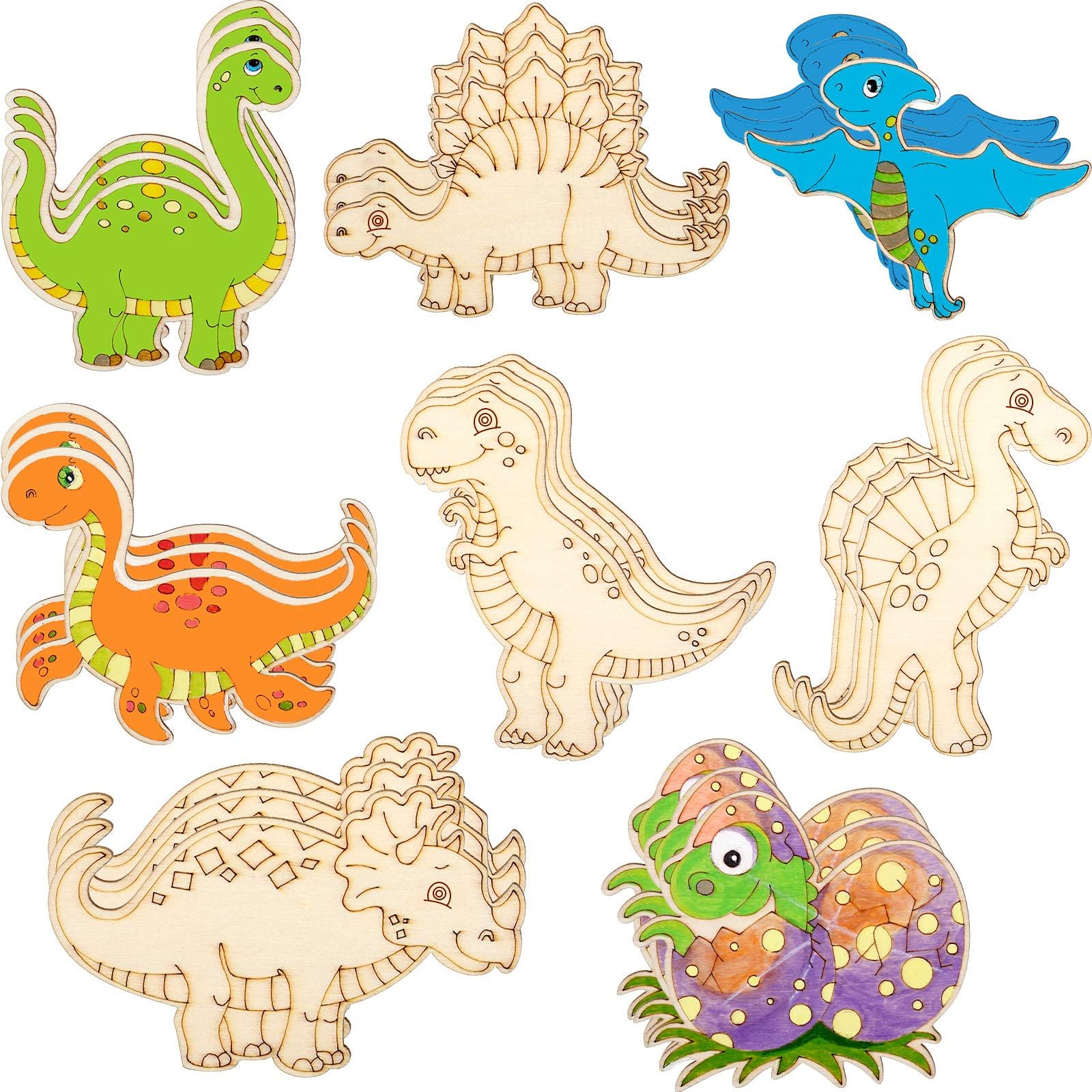 Amazon.com: Dinosaur Unfinished Wood Cutouts Dinosaur Wooden Paint ...