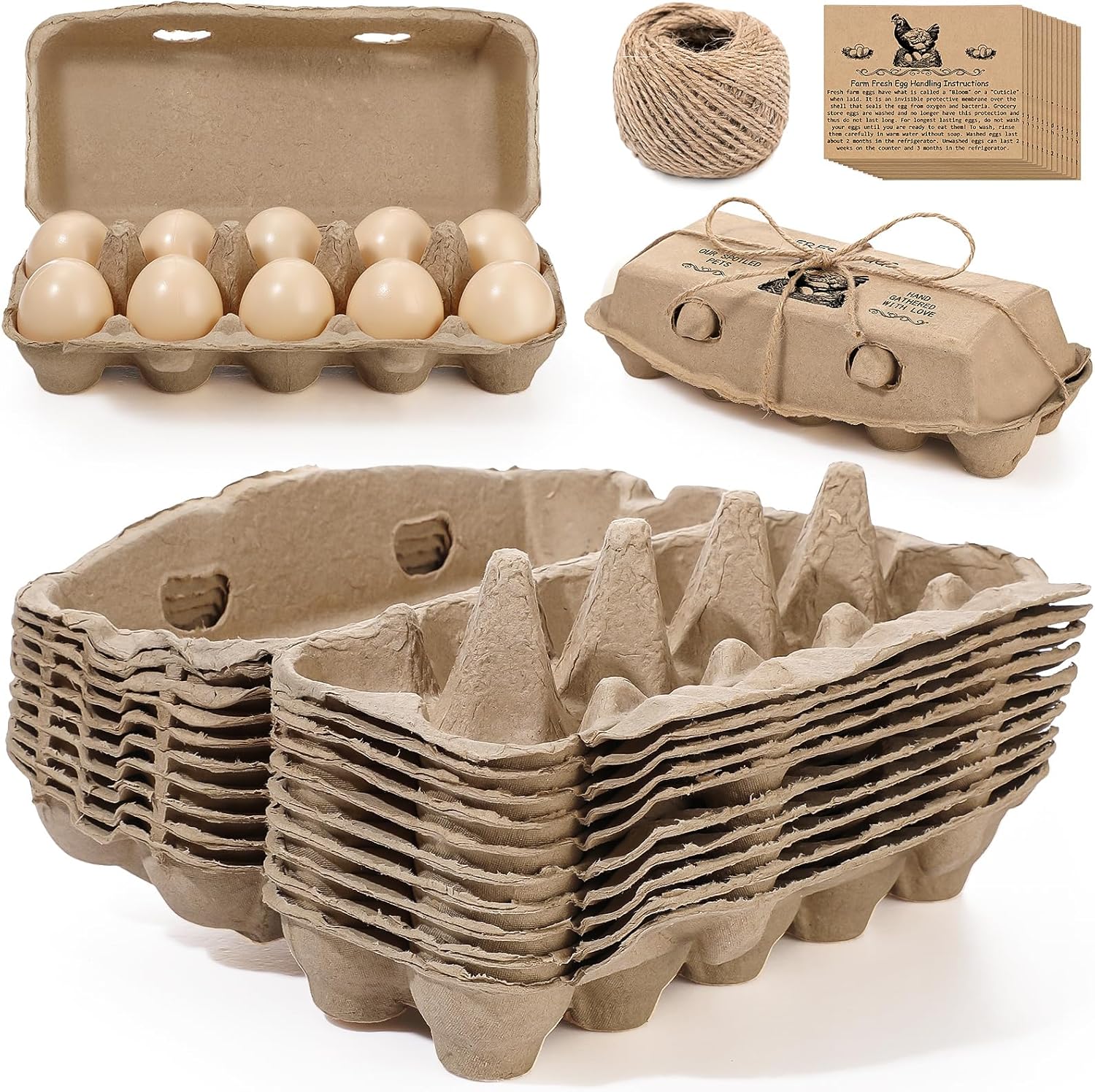 Amazon.com: FoldTier 30 Pack Egg Cartons Bulk Classic 12 Count Paper ...