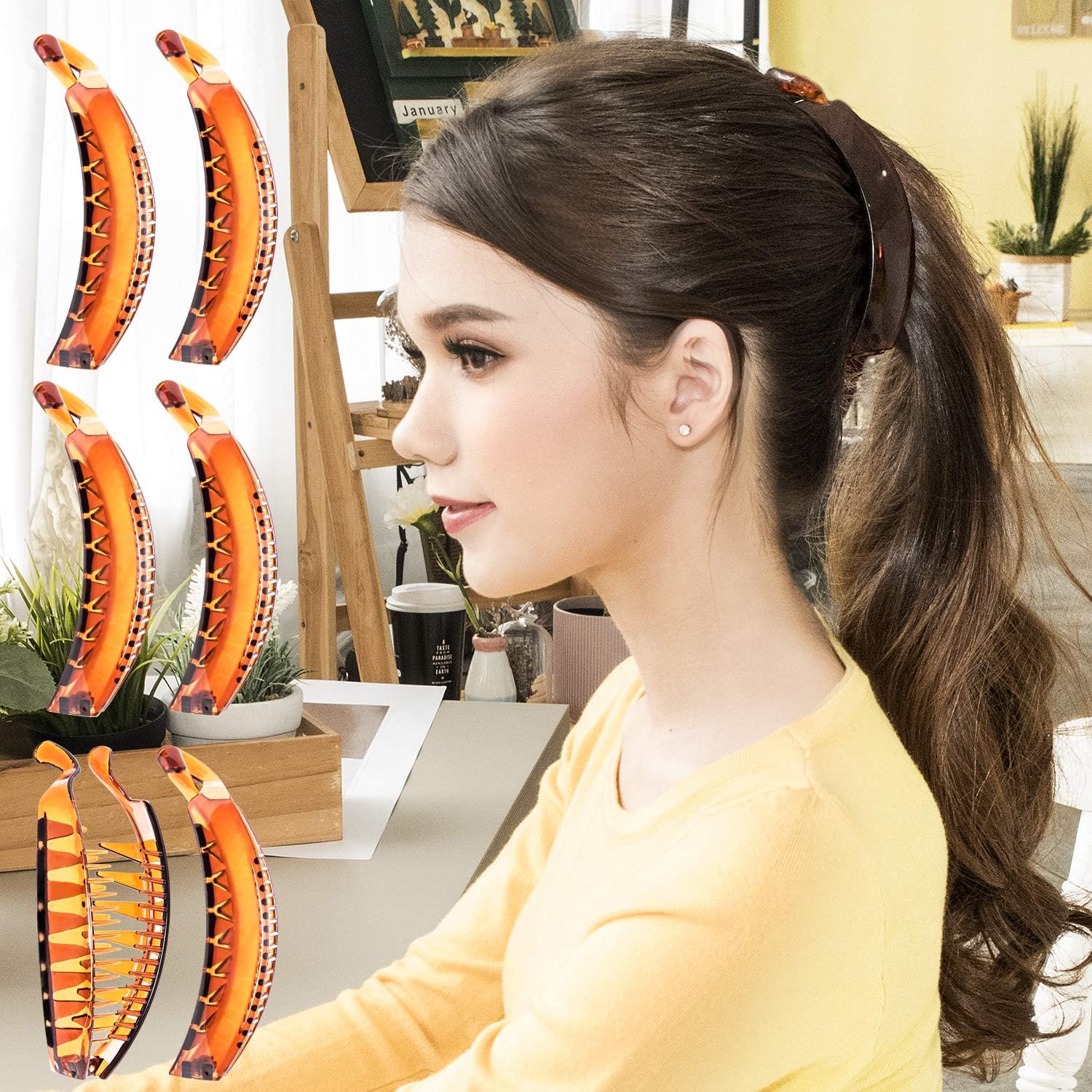 Amazon.com : ROYHOO Large Banana Hair Combs, Nonslip Clincher Combs for ...