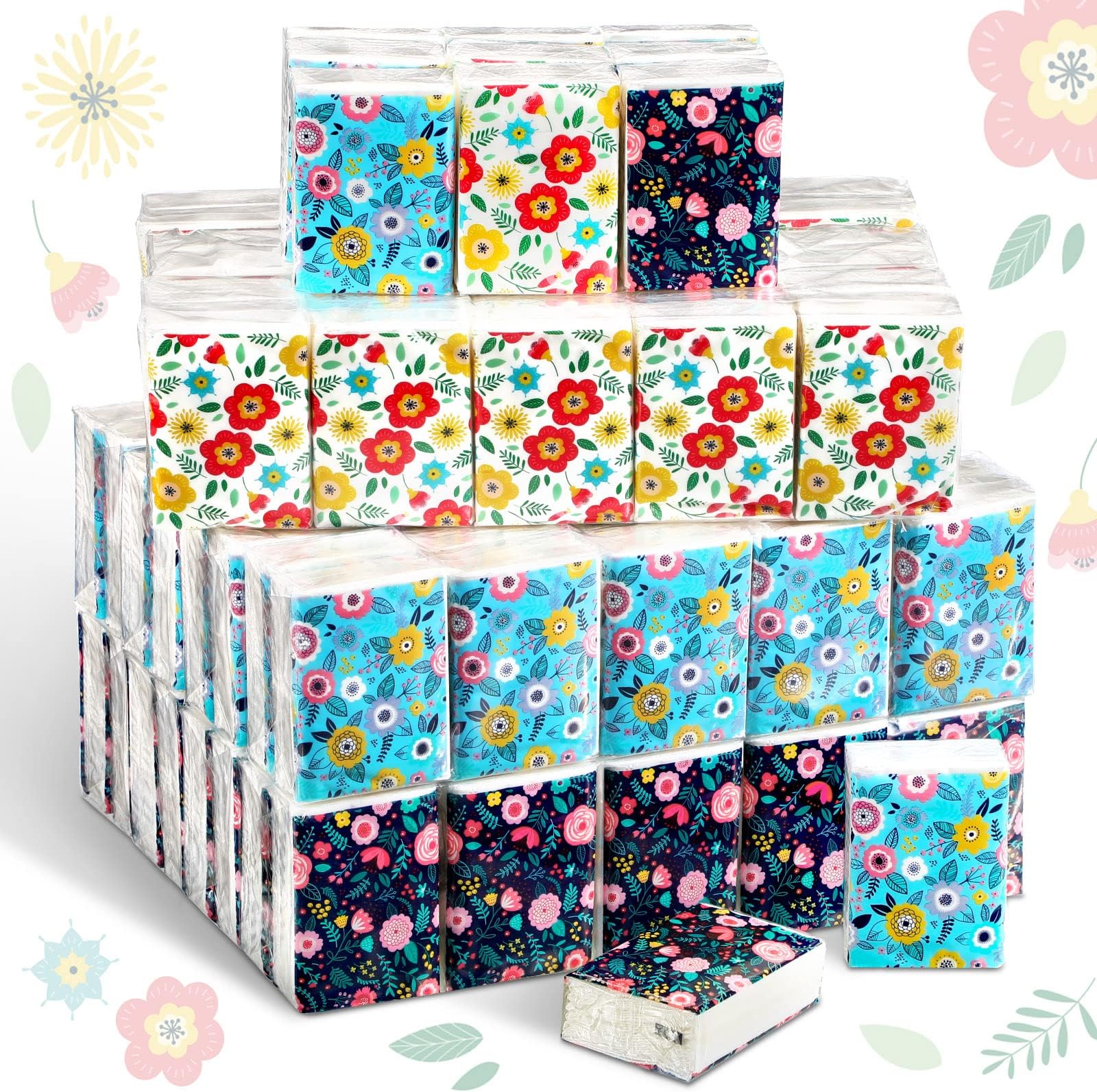 Amazon.com: 120 Bulk 840 Sheets Spring Flower Tissues Pocket Tissues ...