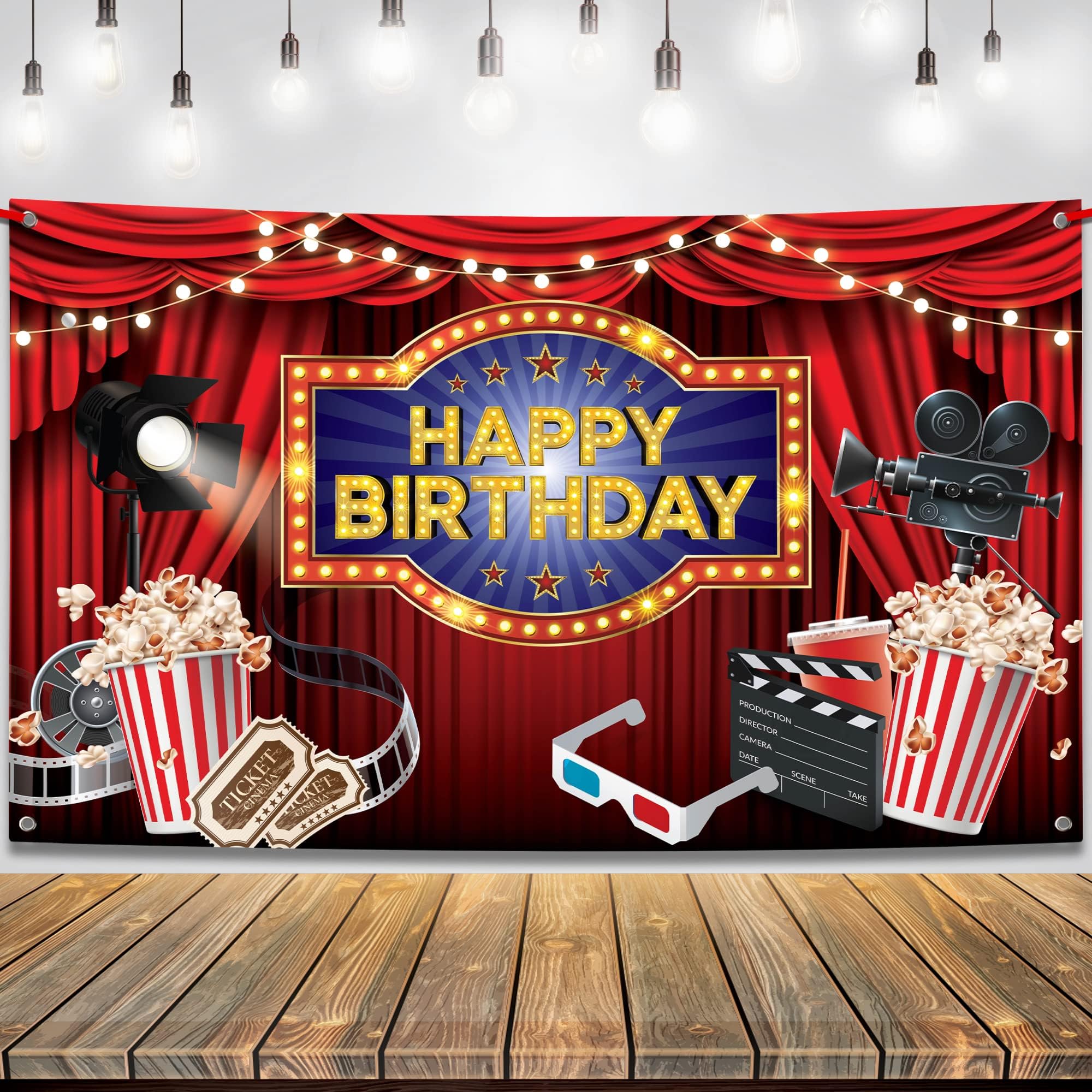 Amazon.com : Movie Night Backdrop Red Carpet Movie Theme Birthday Party ...