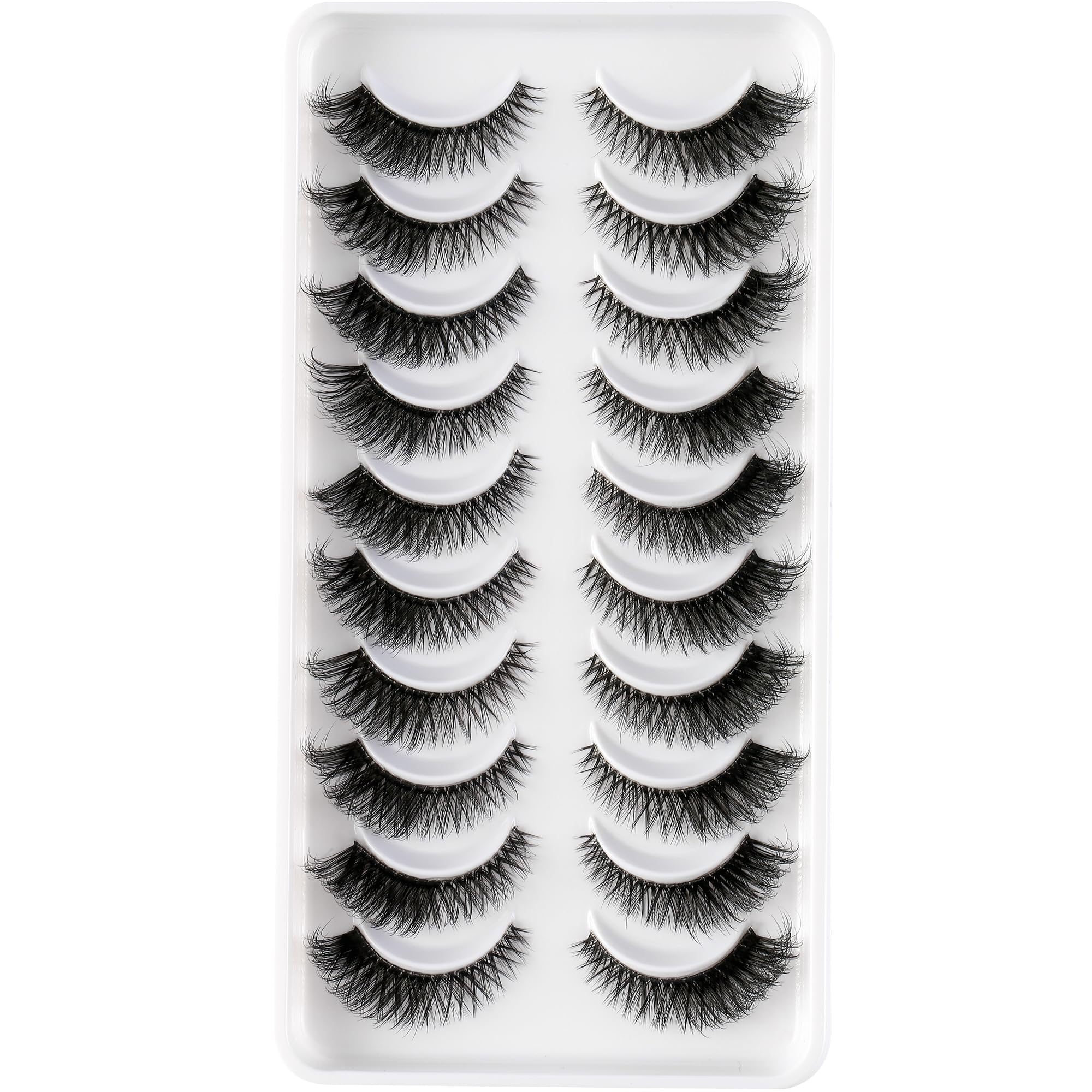 Clear Band Half False EyeLashes Natural Look Wispy Cat Eye Short Fake ...