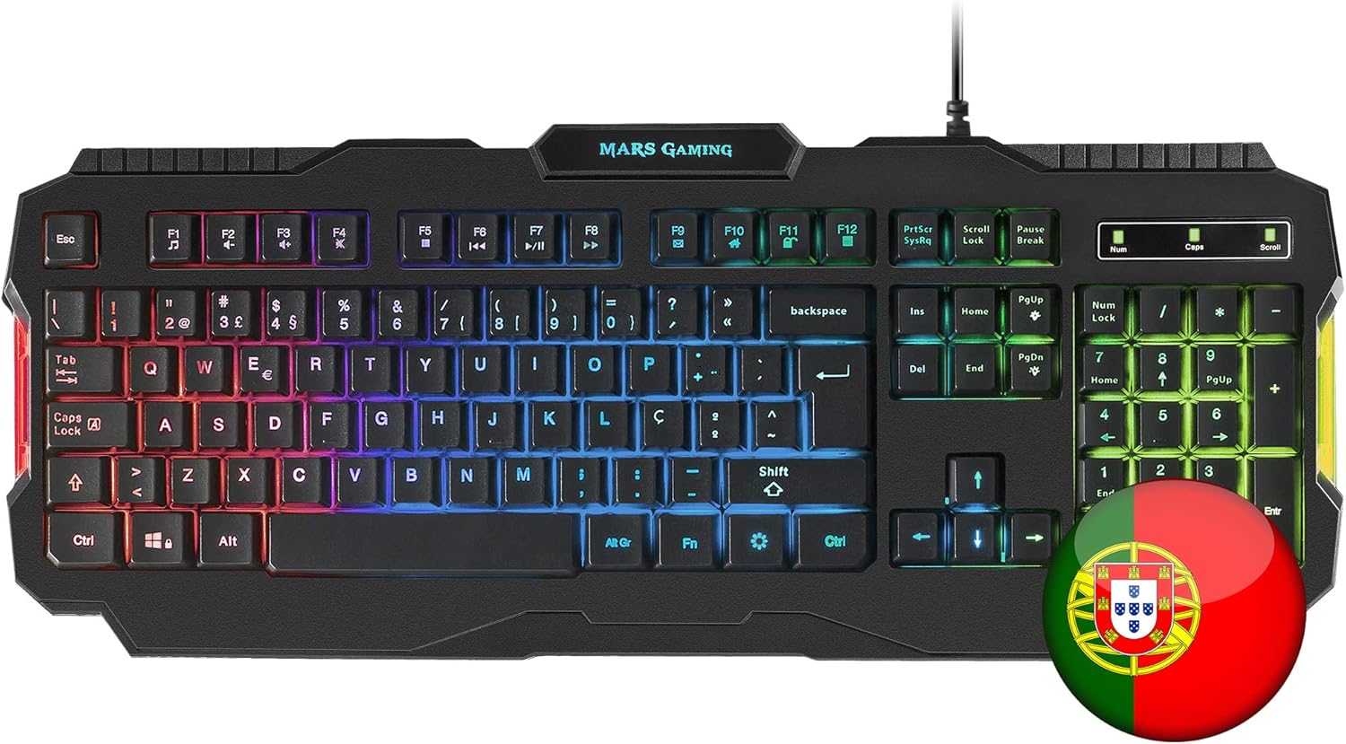 Mars Gaming MRK0, Gaming Keyboard, RGB Rainbow, Antighosting ...