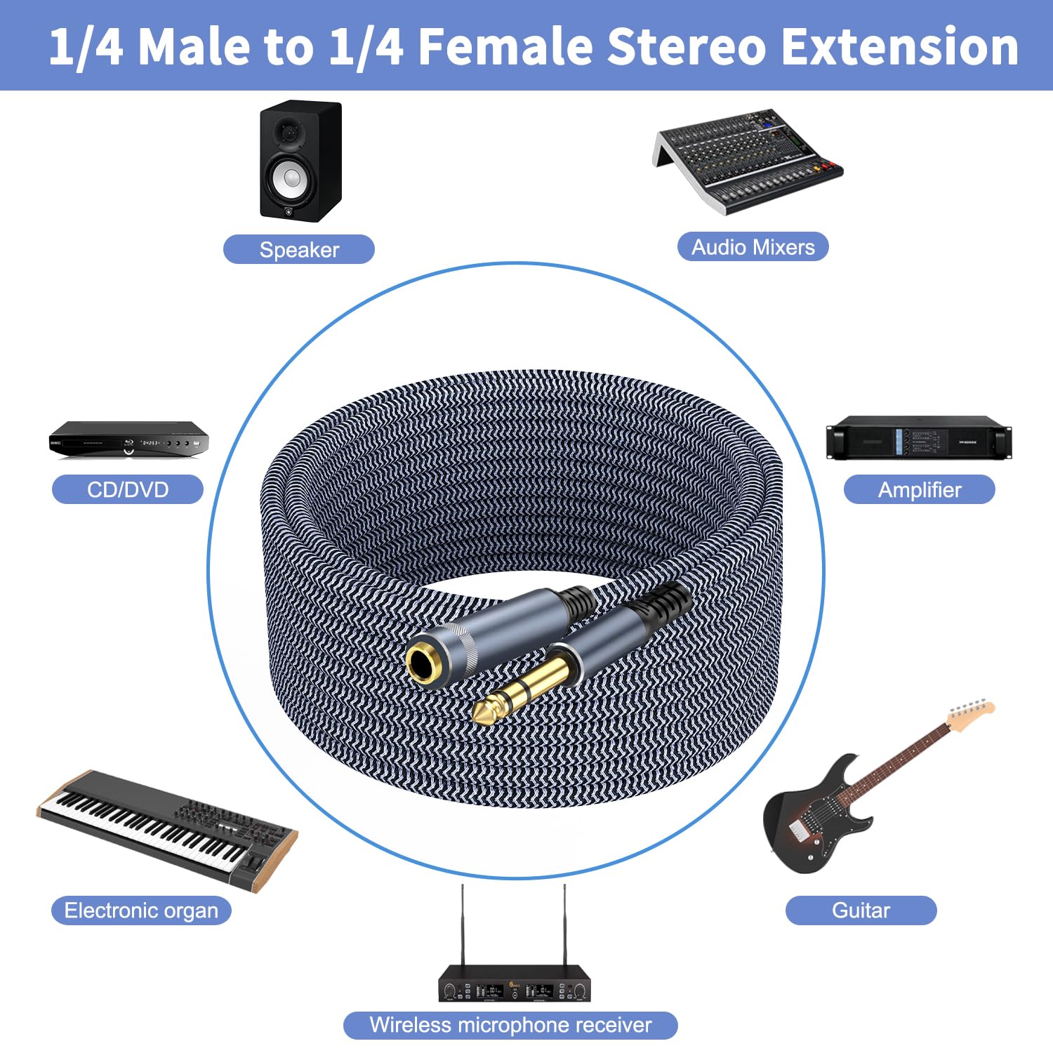 Snapklik.com : GOSYSONG 1/4 Inch Extension Cable 10ft