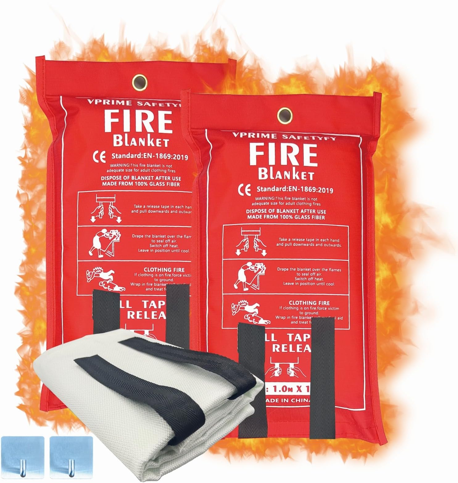 Amazon.com: VPRIME SAFETYFY Emergency Fire Blanket - Fire Blankets ...