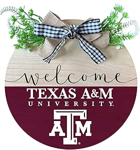 Amazon.com: Texas A&M Aggies Wooden Wreath Welcome Sign Officially ...