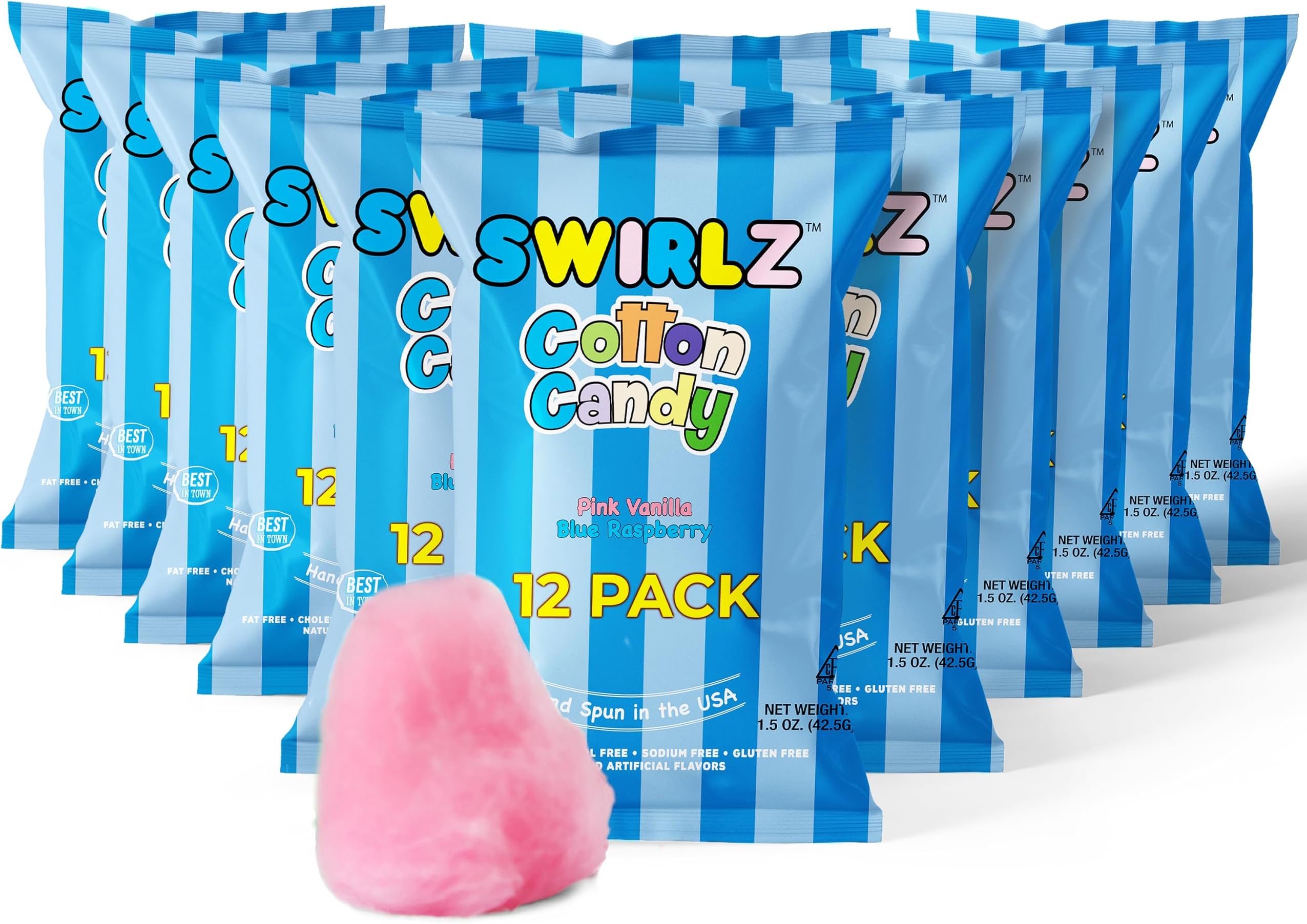 Amazon.com : Swirlz Cotton Candy Bulk - Pink Vanilla & Blue Raspberry ...