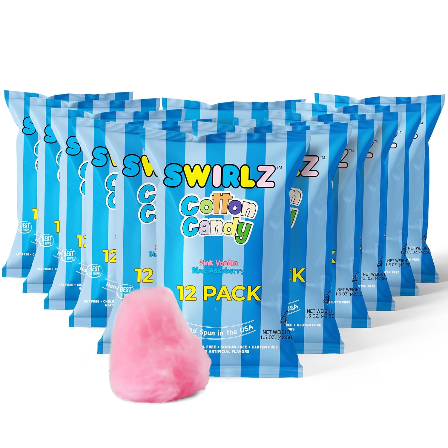 Amazon.com : Swirlz Cotton Candy Bulk - Pink Vanilla & Blue Raspberry ...