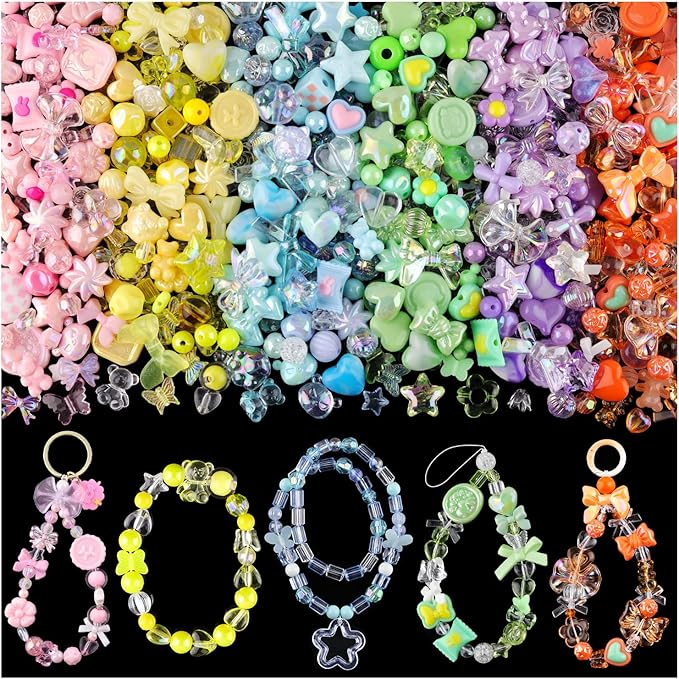 Amazon.com: 400-450PCS TINKRSTUFF Assorted Acrylic Beads For Bracelet ...
