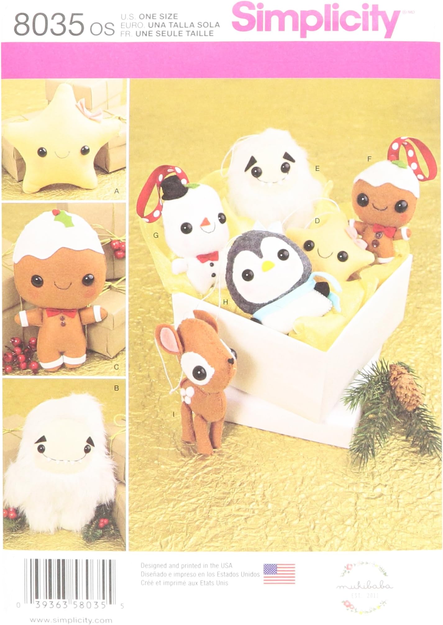 Amazon.com: Simplicity Patterns Stuffed Animals and Ornaments Size: Os (One Size), J0209 / 8035 ...