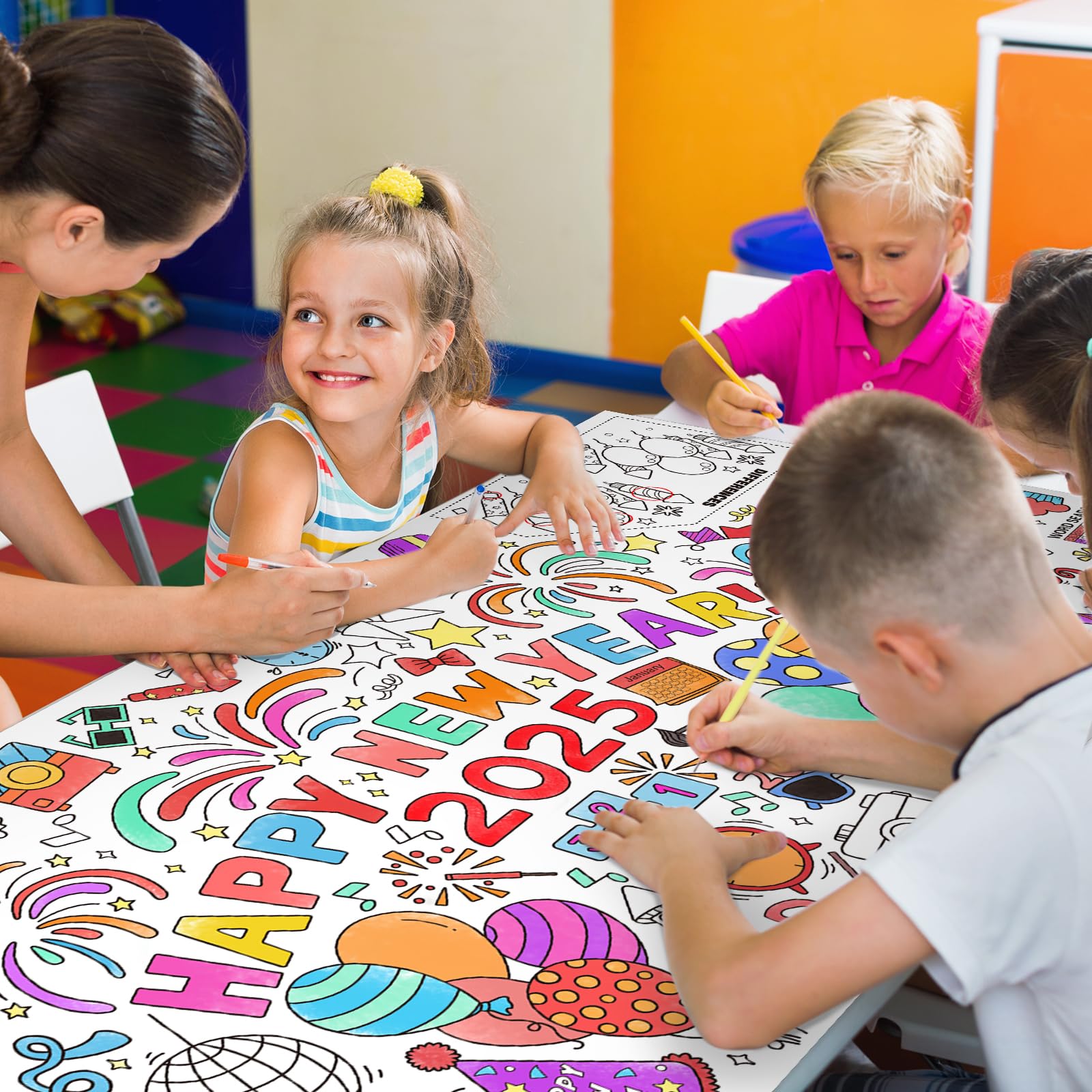For Classroom Leezead Happy Birthday Coloring Poster, Giant Coloring ...
