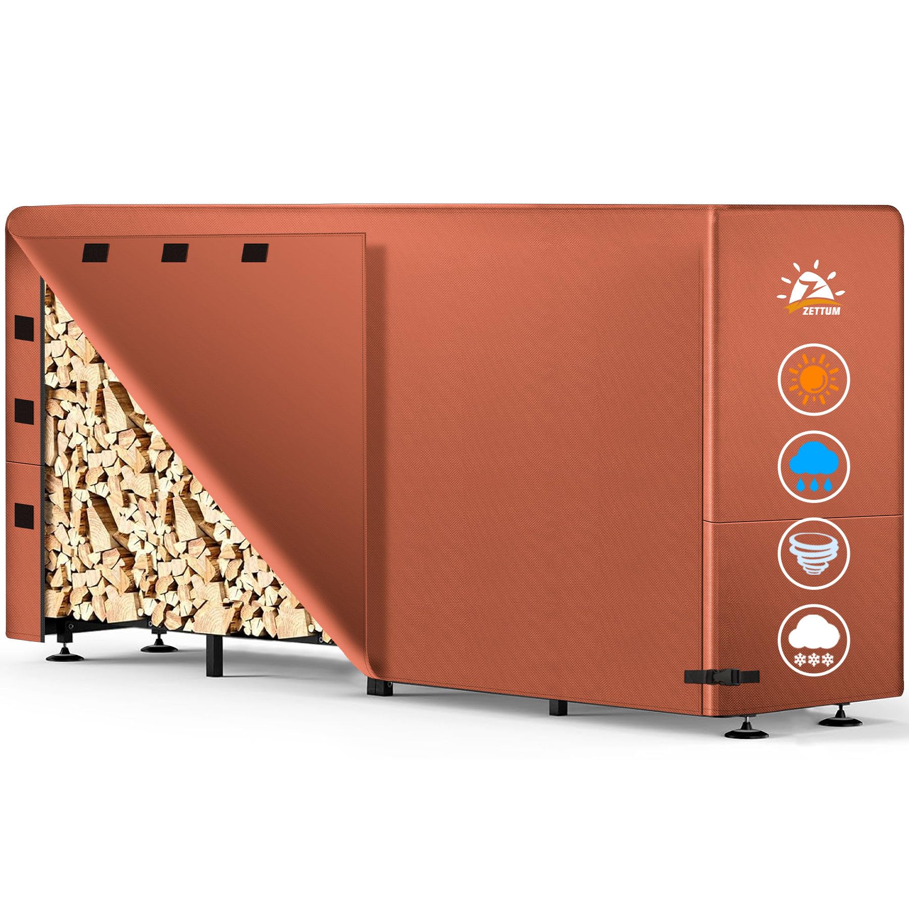 Snapklik.com : Zettum Firewood Rack Cover 8 Feet - 600D Wood Rack Cover ...