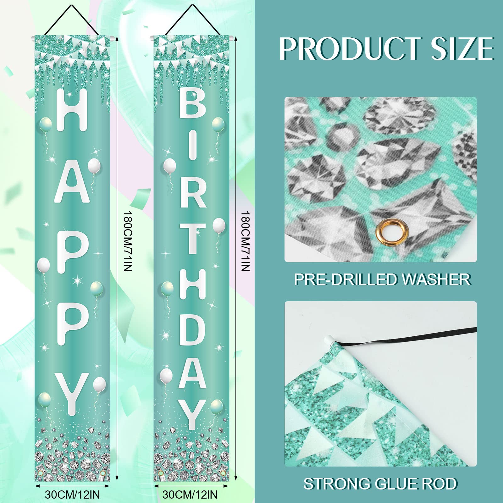 Event Decorating Bling Light Blue Birthday Banner - Sparkling Party ...
